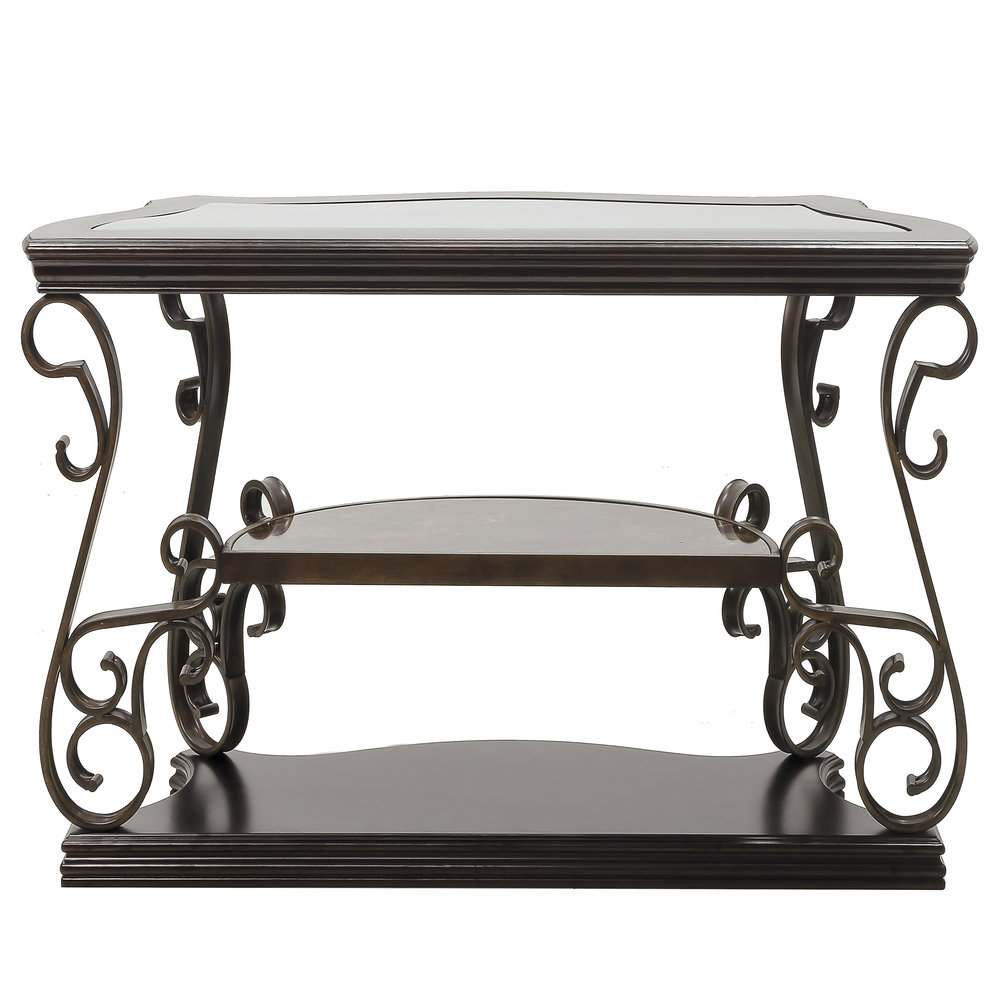World Menagerie 54"lx20"wx30"h Traditional Sofa Table – Beveled Glass Top, Mdf Marble Paper ...